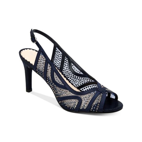 Charter Club | Shoes | Charter Club Womens Navy Mesh Rhinestone Lexiaa ...